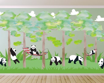 Panda wall decal | Etsy