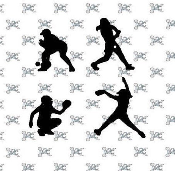 Softball Player SVG Catcher SVG Girl Silhouette Studio Design