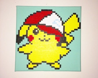Pikachu pixel art | Etsy
