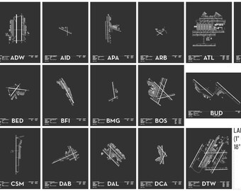 Airport runway map | Etsy