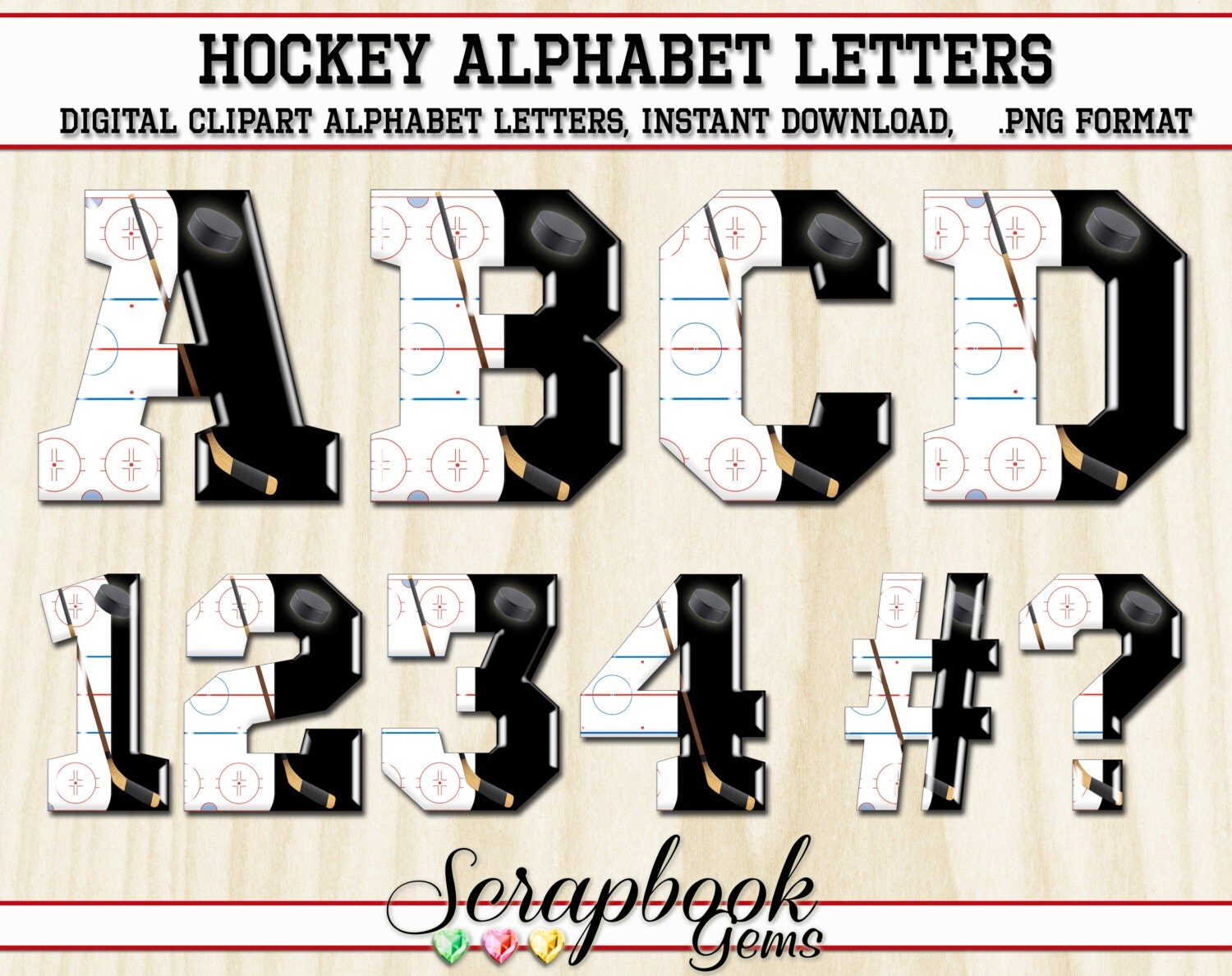 Sports Hockey Letters & Numbers Clipart 42 High Quality PNG