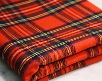 Plaid wool fabric | Etsy