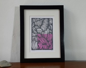Abstract lino cut | Etsy