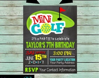 Monster Golf Birthday Invitations Miniature Golfing Birthday