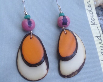 Tagua earrings | Etsy