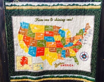 Map quilt | Etsy