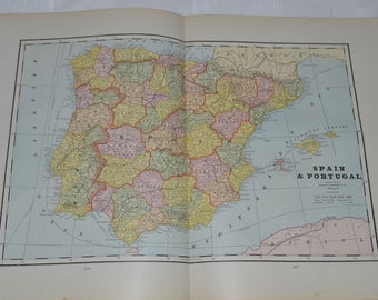 1930 Madrid Spain Antique Map