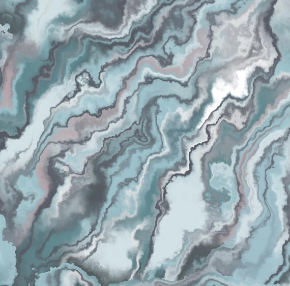Blue Marble Fabric Marble Texture Streaks Blue By Kociara