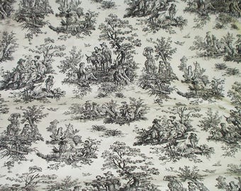 Black toile fabric | Etsy