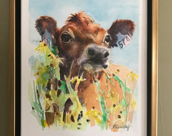 Calf painting | Etsy