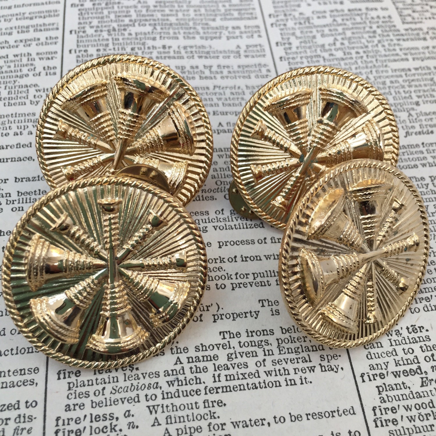 Vintage Fire Department Brass Rank Pin - Uniform collar Pin - Three ...