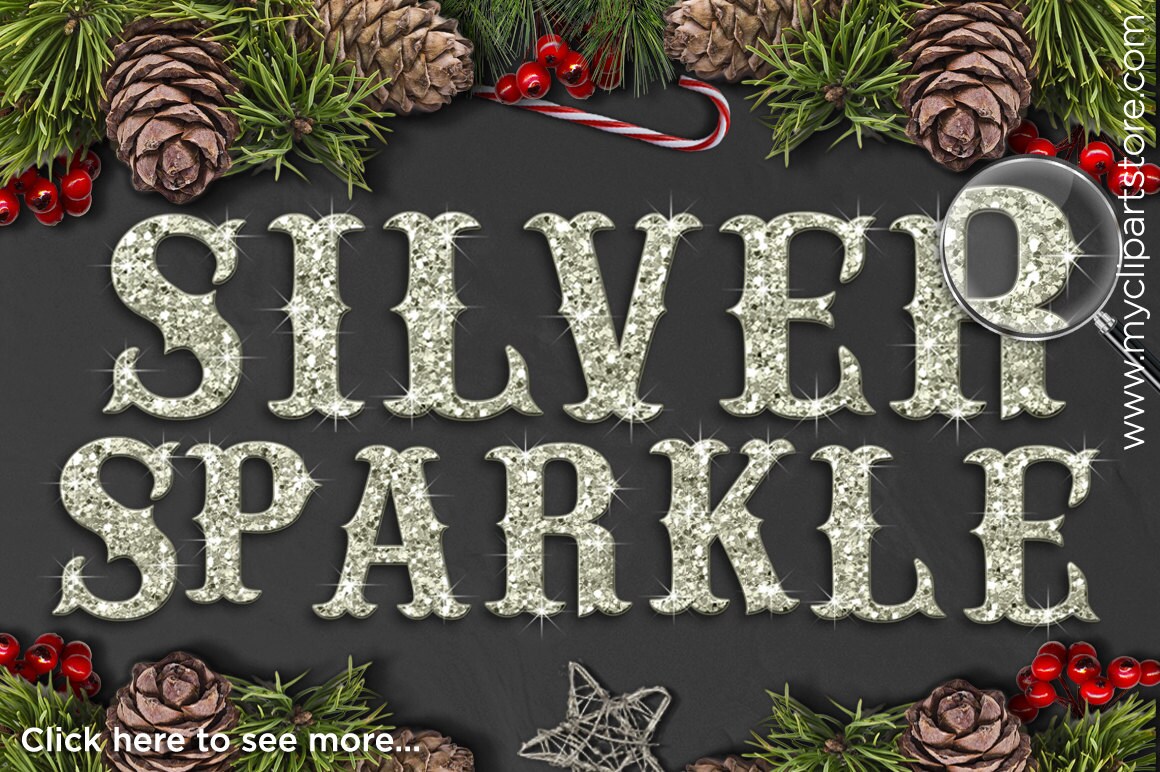 Alpha Glitter Silver Alphabet Clipart Silver Sparkle