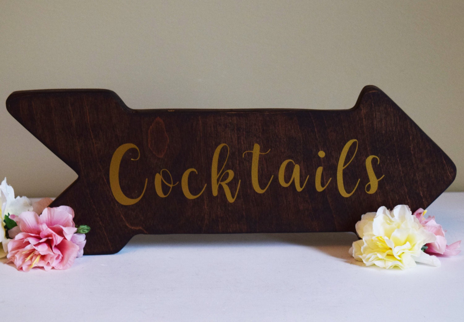 Cocktails Wedding Directional Arrow Sign Drinks Rustic