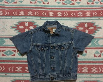 Cut off jean jacket | Etsy