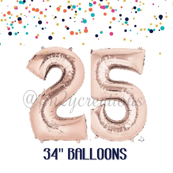 25th Birthday | 25th Birthday Decorations | ROSE GOLD Number Balloons ...