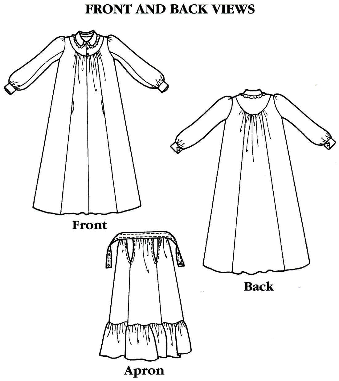 Folkwear Prairie Dress & Apron Sewing Pattern # 201 - Historic American ...