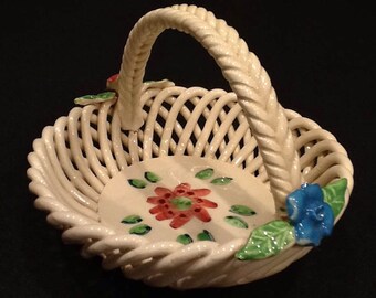 White ceramic basket | Etsy