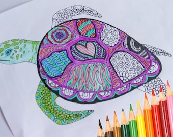 Zentangle turtle | Etsy