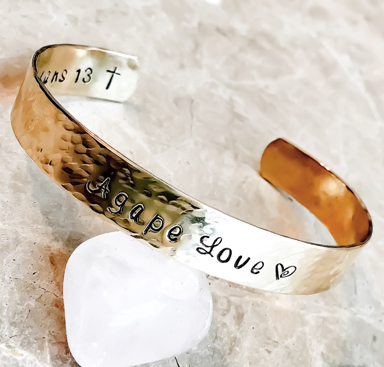 Agape Love in Greek or English or Your Mantra on Custom Hand