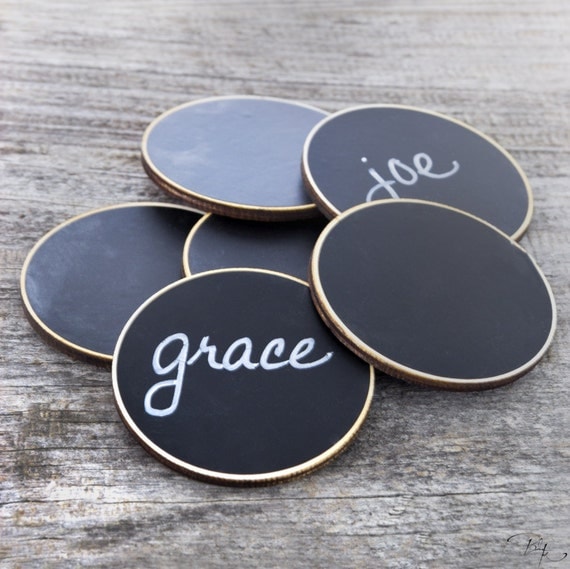 Items similar to 50 Circle Chalkboard Name Tags, Magnetic Name Badges ...