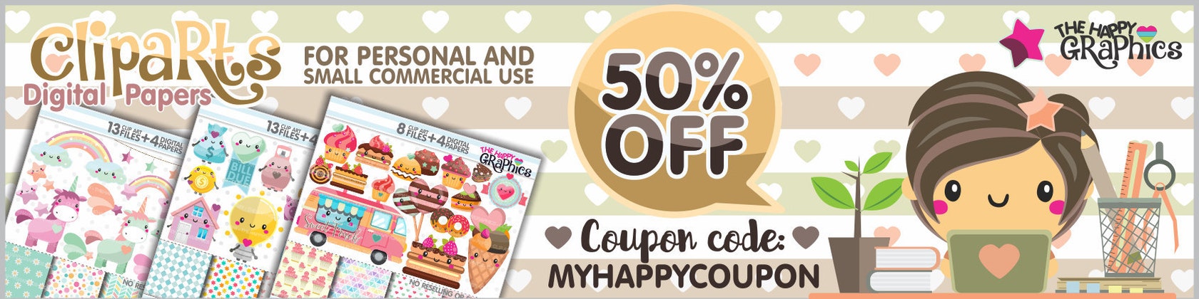 Cliparts Digital Papers & Cute Graphics by TheHappyGraphics
