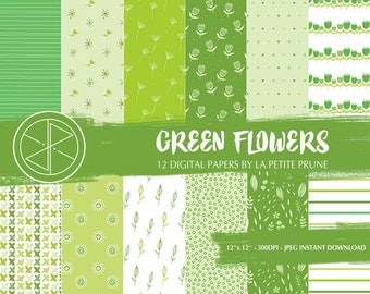 Papel digital verde | Etsy