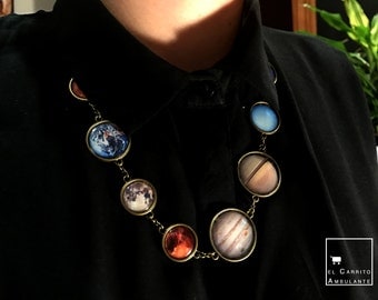 Planets Necklace Solar System the Nine Planets on Antique