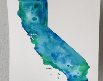 Items similar to California Watercolor Print on Etsy