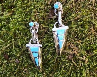 Turquoise inlay Diamond Engagement Ring and Wedding Band