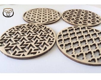 Laser cut coaster | Etsy