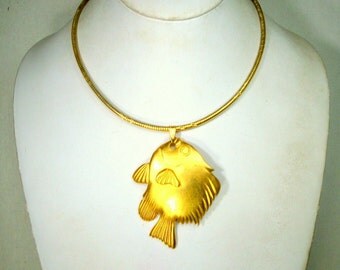 Gold fish pendant | Etsy
