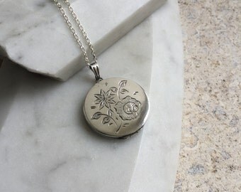 Large silver locket | Etsy