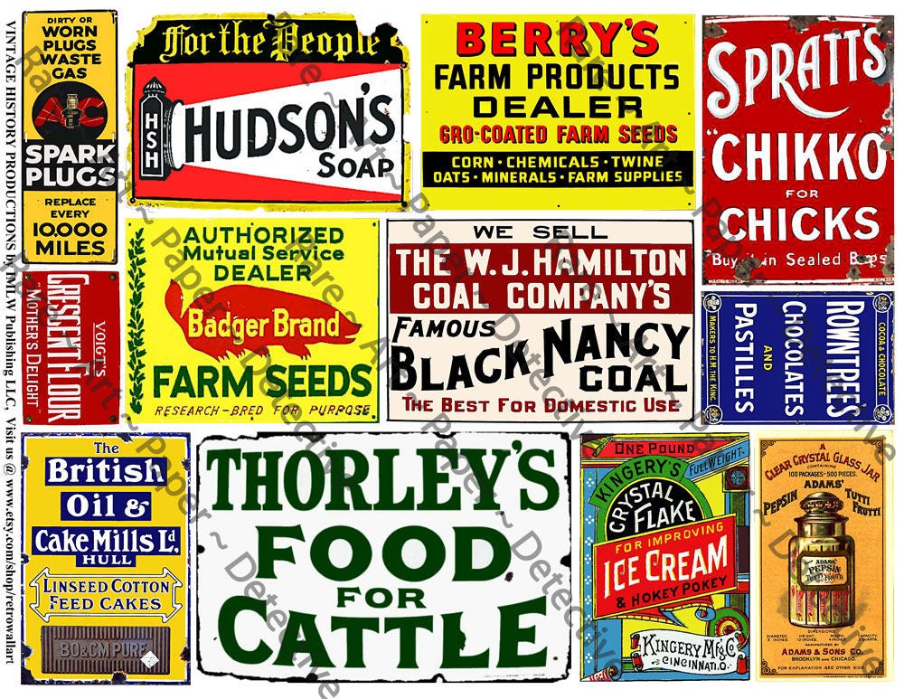 Rusty Metal Advertising Signs Printed Sheet Antique Signs