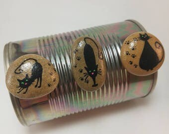 Painted rock cat | Etsy