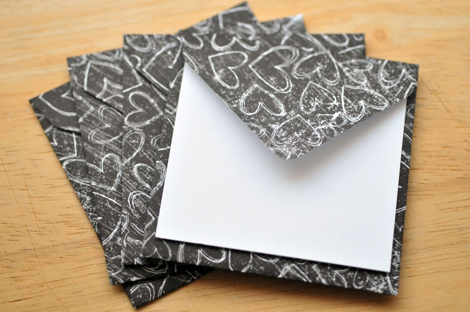 Black & White Heart Mini Cards // Set of 4 // by whoiamdesign