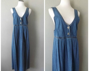 Denim maxi dress | Etsy
