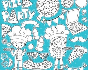 Pizza party clipart | Etsy