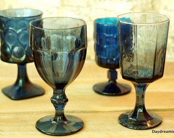 Blue water goblets | Etsy