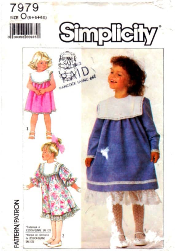 Gunne Sax Dress Simplicity 7979 Vintage 1980s Sewing Pattern