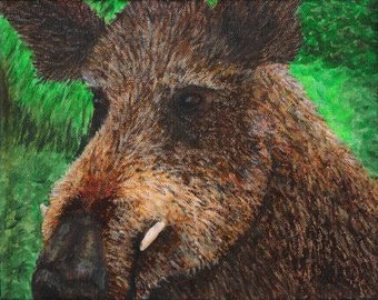 Wild boar art | Etsy