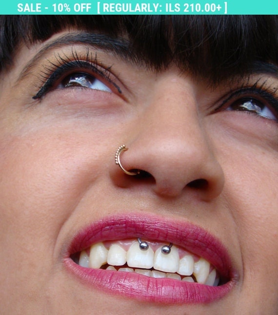 Nose hoop Gold nose ring Tribal nose ring by ShirazelohevJewelry