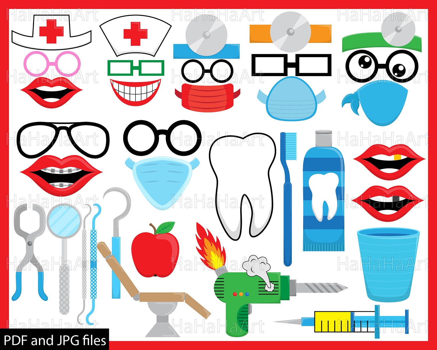 Dentist Props PDF JPG digital graphic design clipart