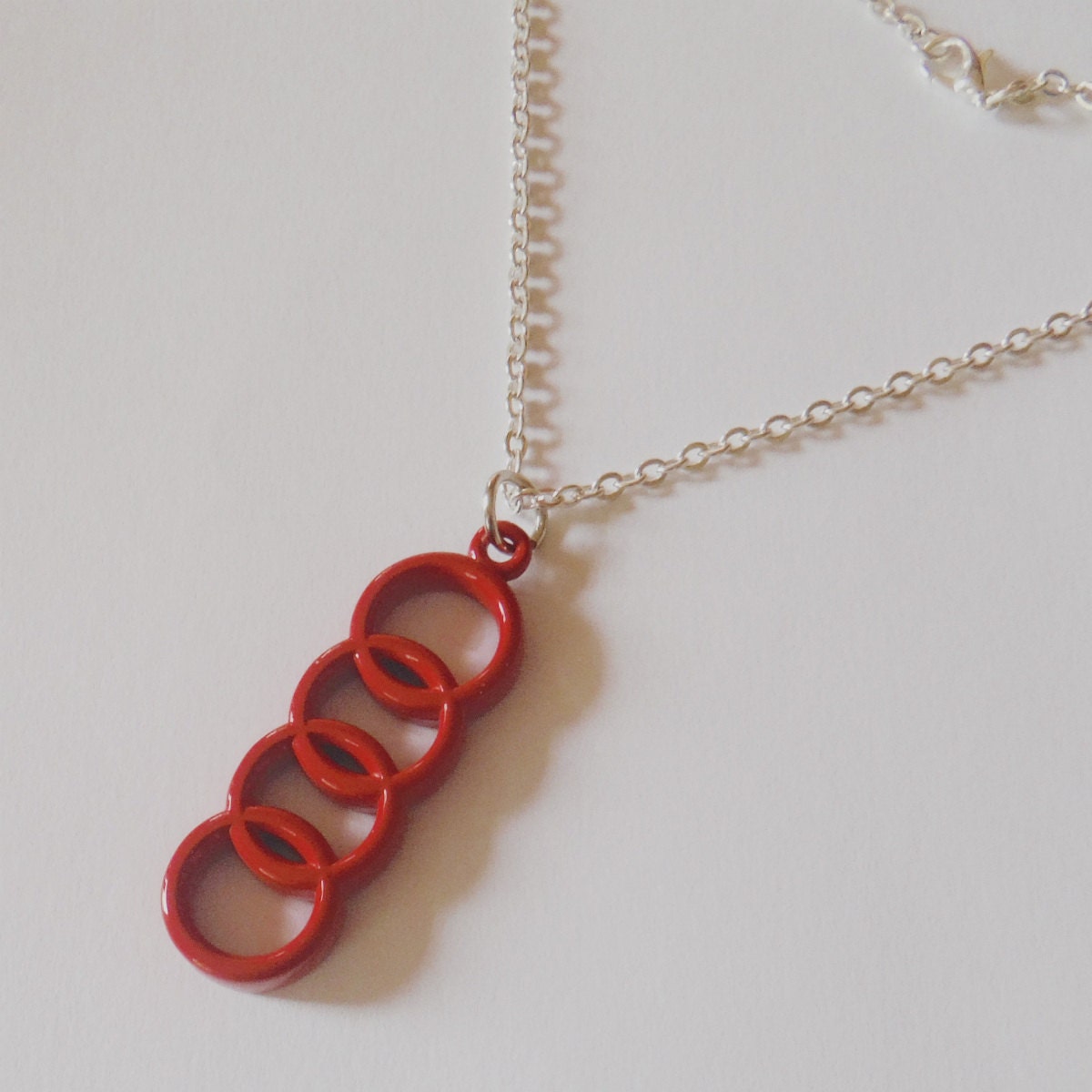 AUDI Logo Black Gold Necklace Pendant Car Rear Mirror Dangler