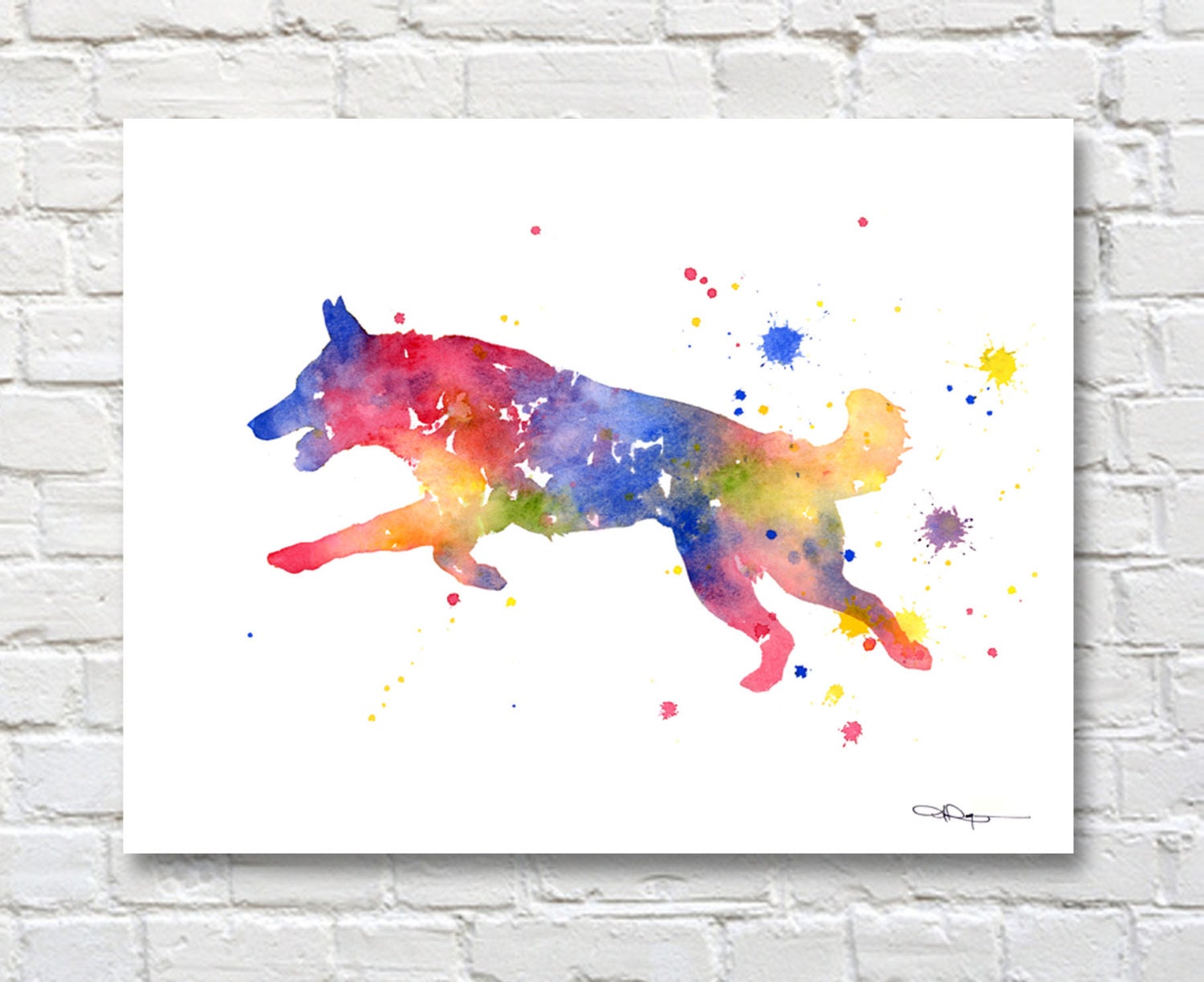 German Shepherd Art Print Abstract Watercolor Painting