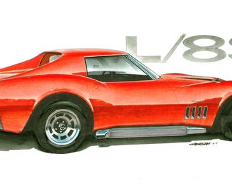 Corvette art | Etsy