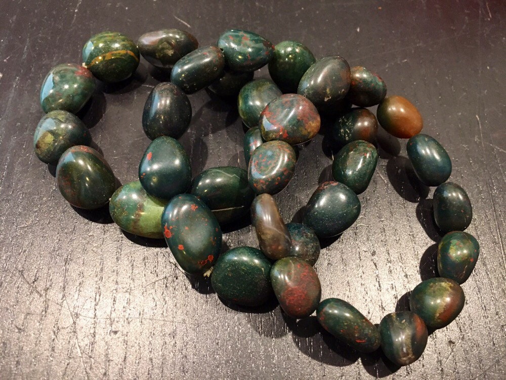 Bloodstone bracelet bloodstone jewelry elastic bracelet