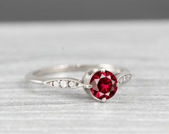 Lab grown ruby ring | Etsy