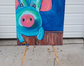 Whimsical pig art | Etsy