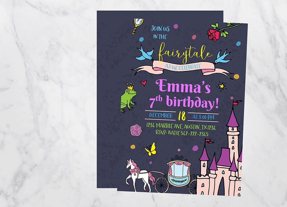 Princess Invitation Fairy Tale Invitations by GypsySoulArtStudio