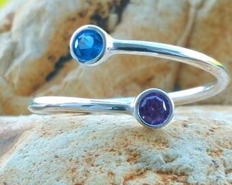 Two birthstone ring | Etsy